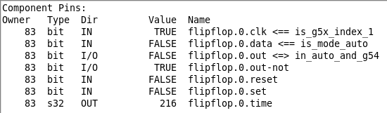 [Solved] Cannot set output of FLIPFLOP using data and clock inputs - LinuxCNC