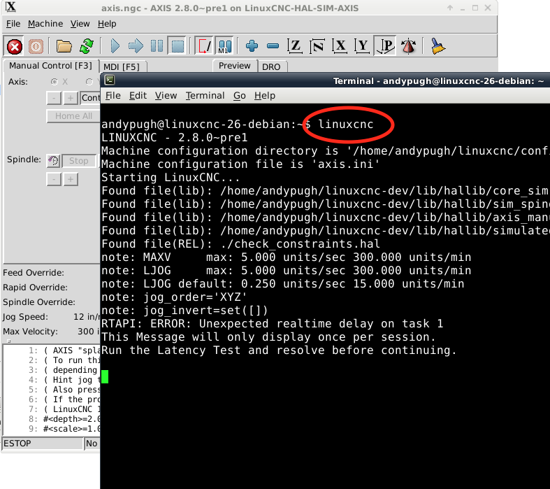 linuxcnc Start endet with error - LinuxCNC