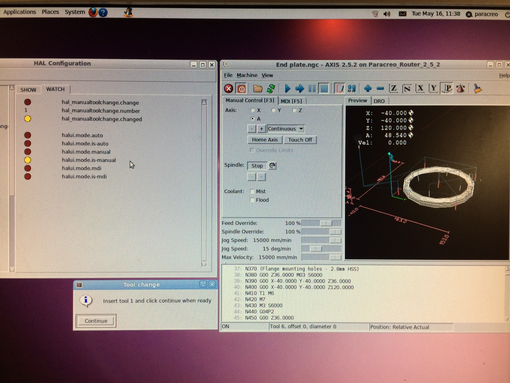 Bug Report (Master): Incorrect halui.mode pins for manual tool change - LinuxCNC